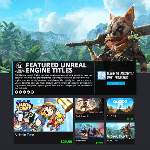 Unreal Engine Hub on Green Man Gaming Powered by Intel