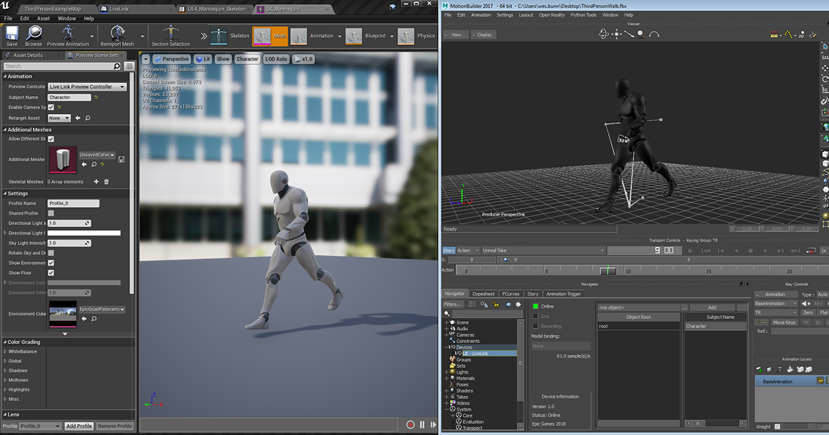 Stream MotionBuilder Animation to Unreal Engine with Live Link