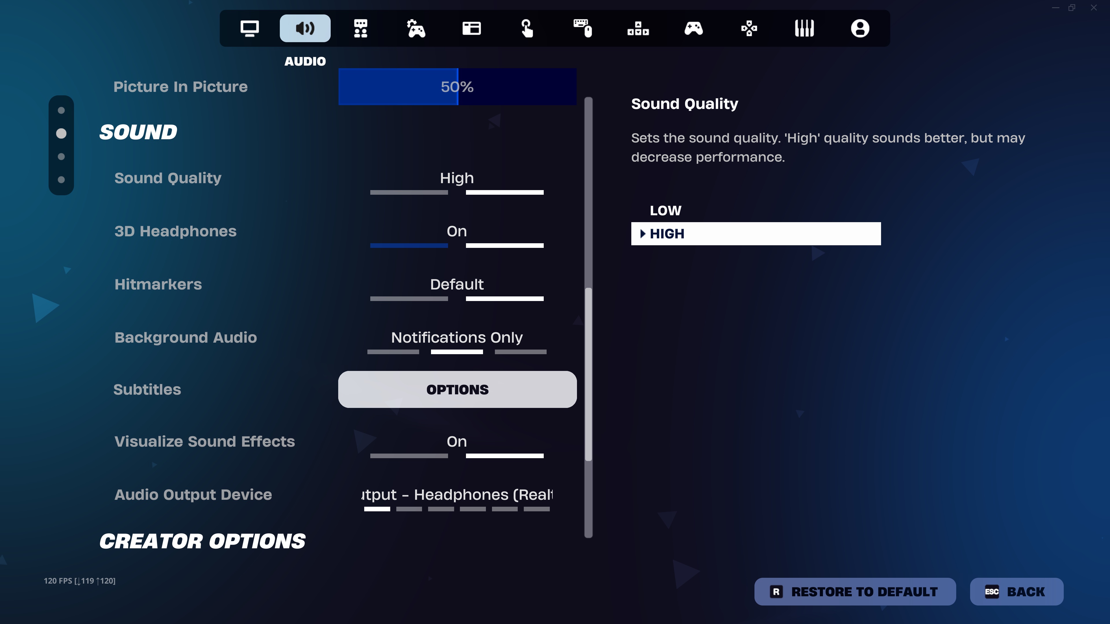 Fortnite Sound Settings